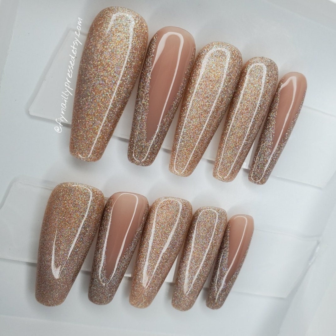 Holo Tip Nails - Etsy
