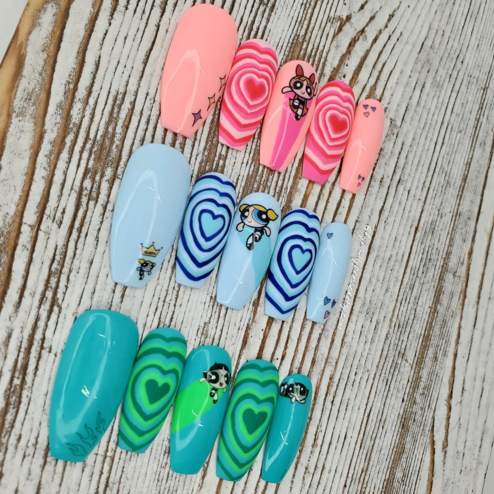 Powerpuff Girls Press on Nails, Buttercup Powerpuff Girls, Personalized ...