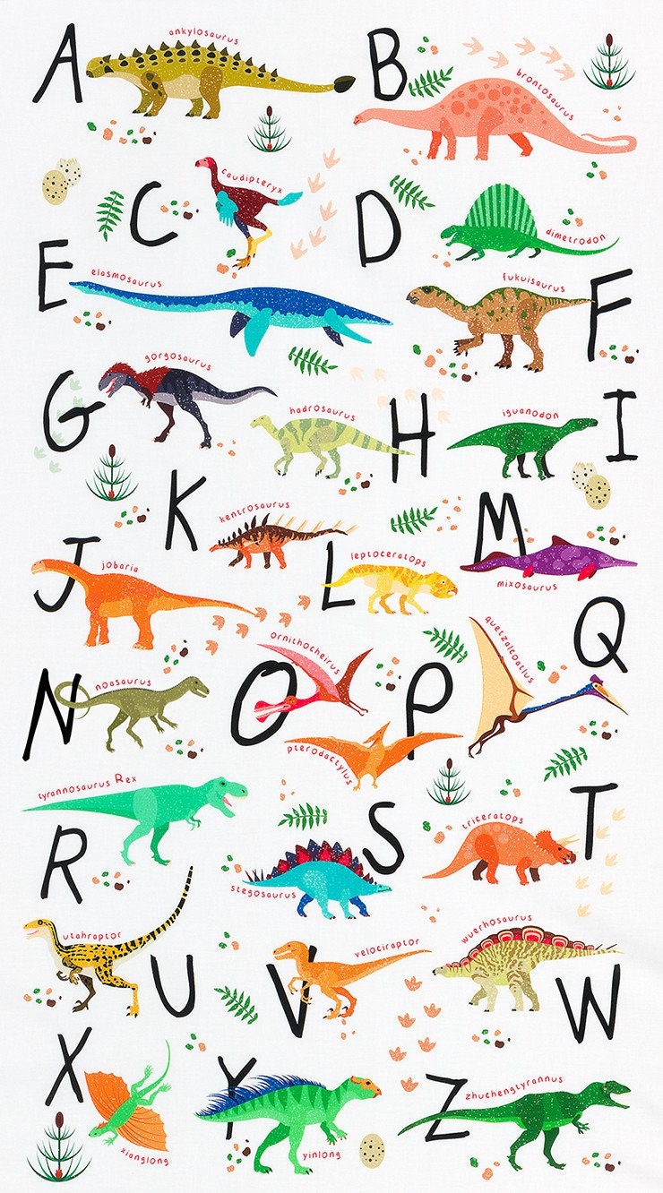 Alphabetosaurus Dinosaur ABC Panel for Robert Kaufman Fabrics - Etsy