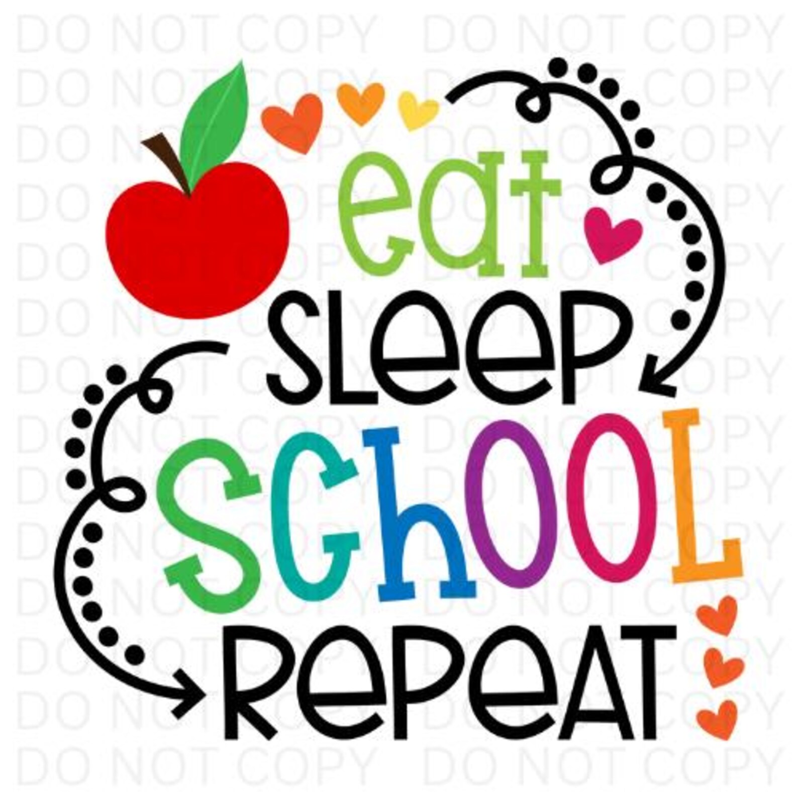 Eat, Sleep, School, Repeat | PNG Design | Trendy PNG | Digital Files ...