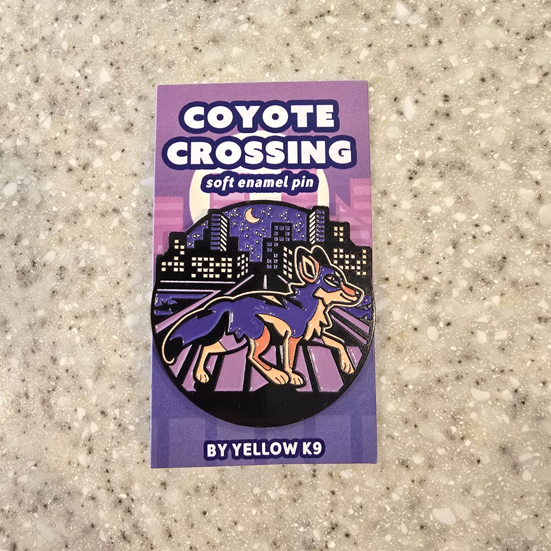 Coyote Crossing Enamel Pin - Etsy