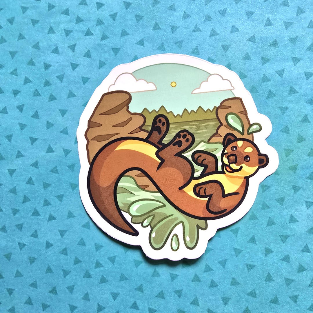 Swimming Otter Stickers (weatherproof Vinyl) - Etsy