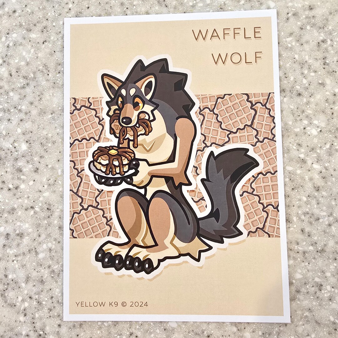 5"x7" Waffle Wolf Postcard Print - Etsy