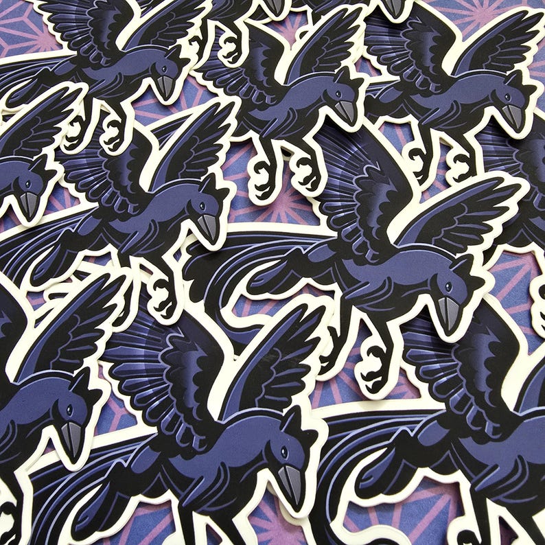 Crow/raven Gryphon Stickers (weatherproof Vinyl) - Etsy