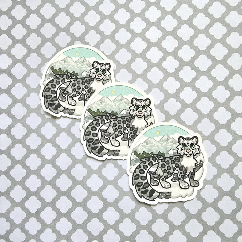 Snow Leopard Stickers (weatherproof Vinyl) - Etsy