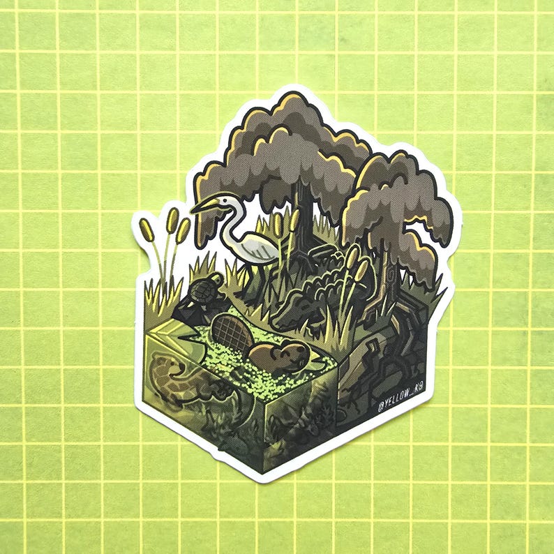 Isometric Swamp Stickers (weatherproof Vinyl) - Etsy