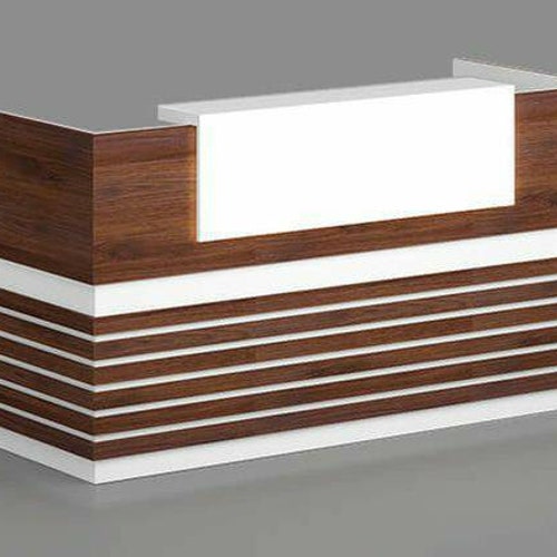 Walnut and Stainless Steel Reception Desk | Etsy