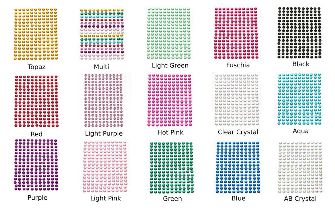 Self Adhesive Diamante Stick on Rhinestones Gems Crystals Beads Sizes 2 ...