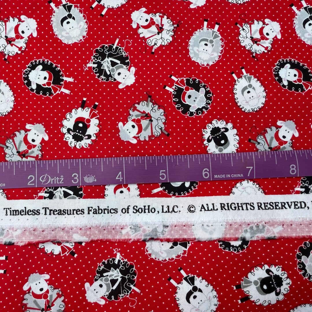 Timeless Treasure Fabrics of Soho Knitting Sheep on Red - Etsy