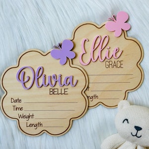 Butterfly Birth Announcement Sign, Baby Girl Announcement Sign for ...