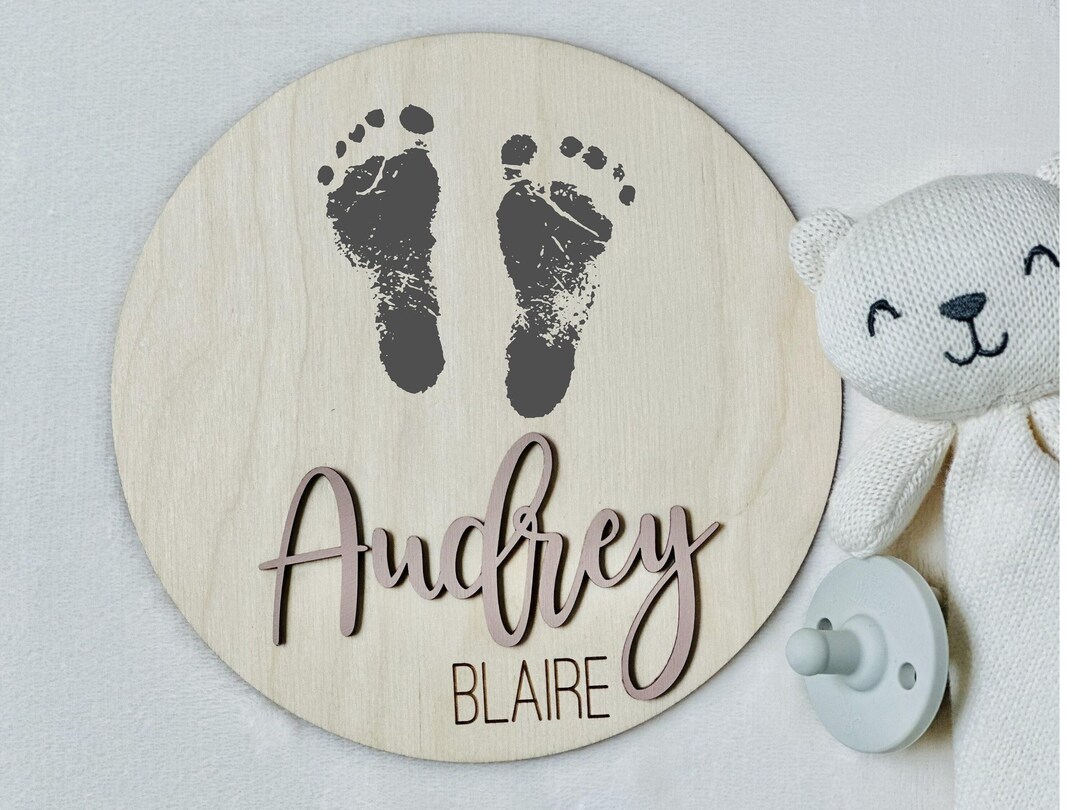 Personalized Baby Footprint Sign | Newborn Hospital Photo Prop | Birth ...