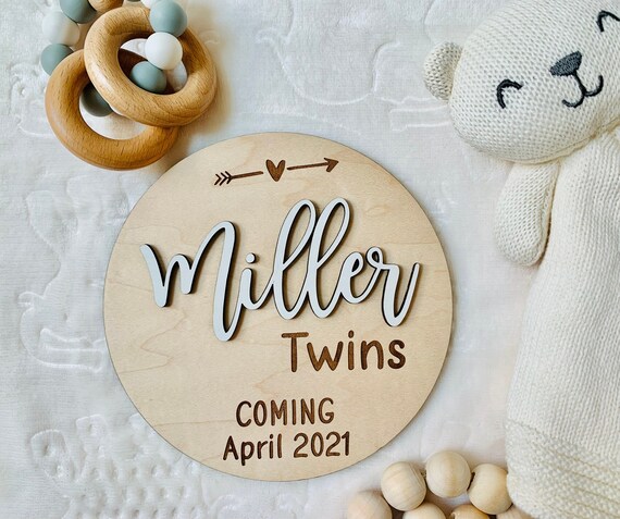 Custom Twin Pregnancy Announcement Sign Twin Announcement | Etsy