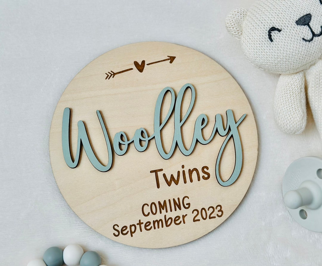 Custom Twin Pregnancy Announcement Sign, Twin Announcement Plaque ...
