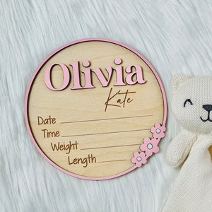 Baby Announcement Sign With Flower, Birth Announcement Sign for ...