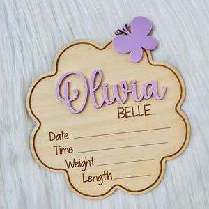 Butterfly Birth Announcement Sign, Baby Girl Announcement Sign for ...