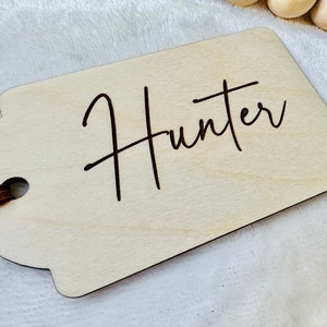 Personalized Wooden Stocking Tag, Custom Engraved Gift Tag, Wooden Tag ...