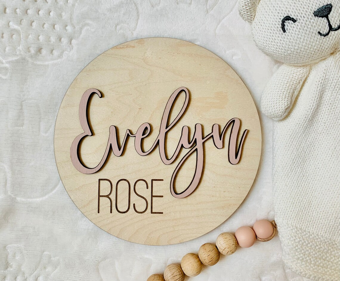 Baby Name Sign Newborn and Birth Announcement Sign Wood - Etsy