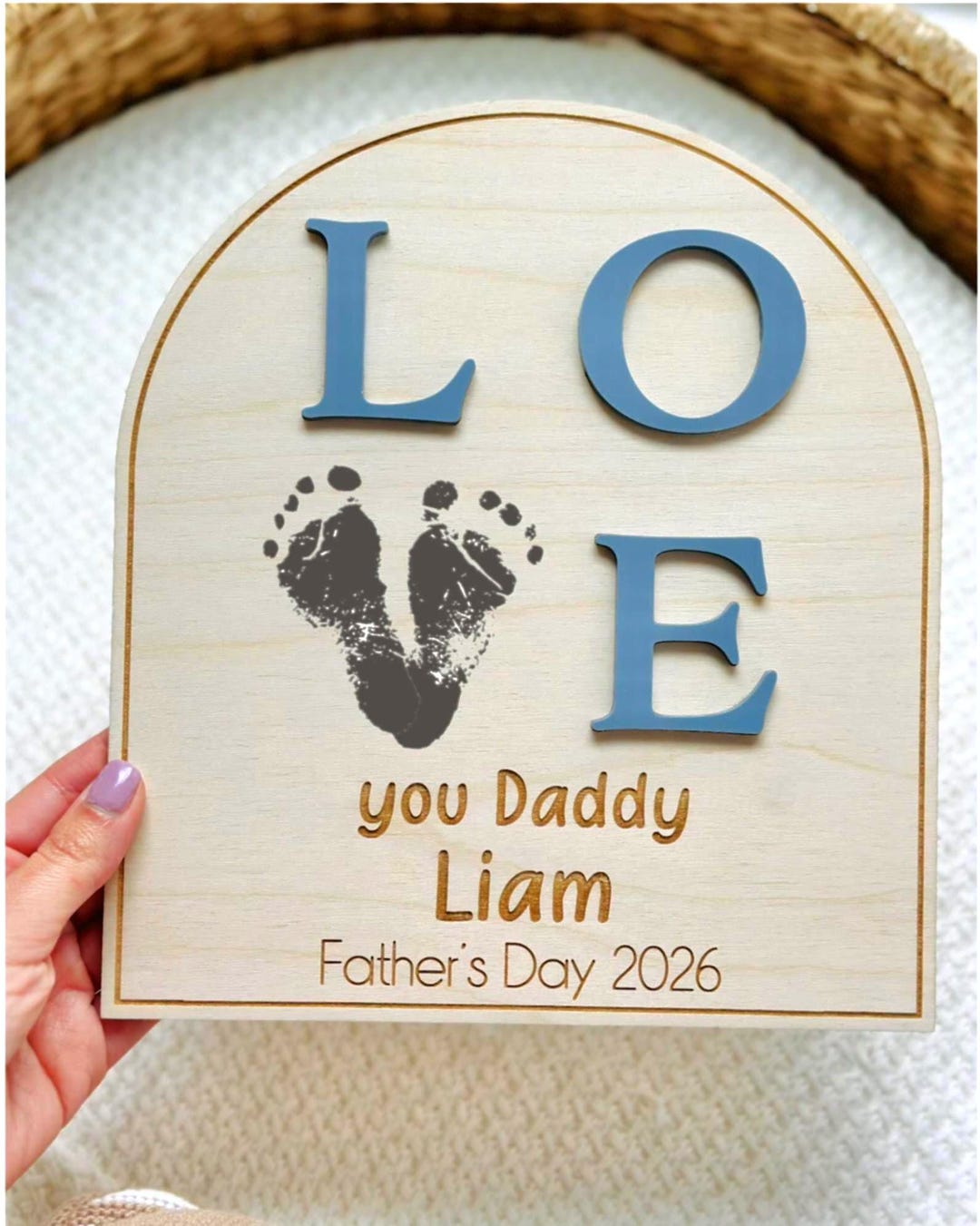 Personalized Baby Footprint LOVE Sign, First Father's Day Keepsake - Etsy