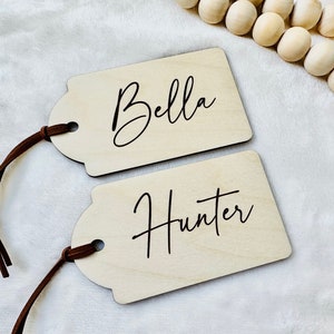 Personalized Wooden Stocking Tag, Custom Engraved Gift Tag, Wooden Tag ...