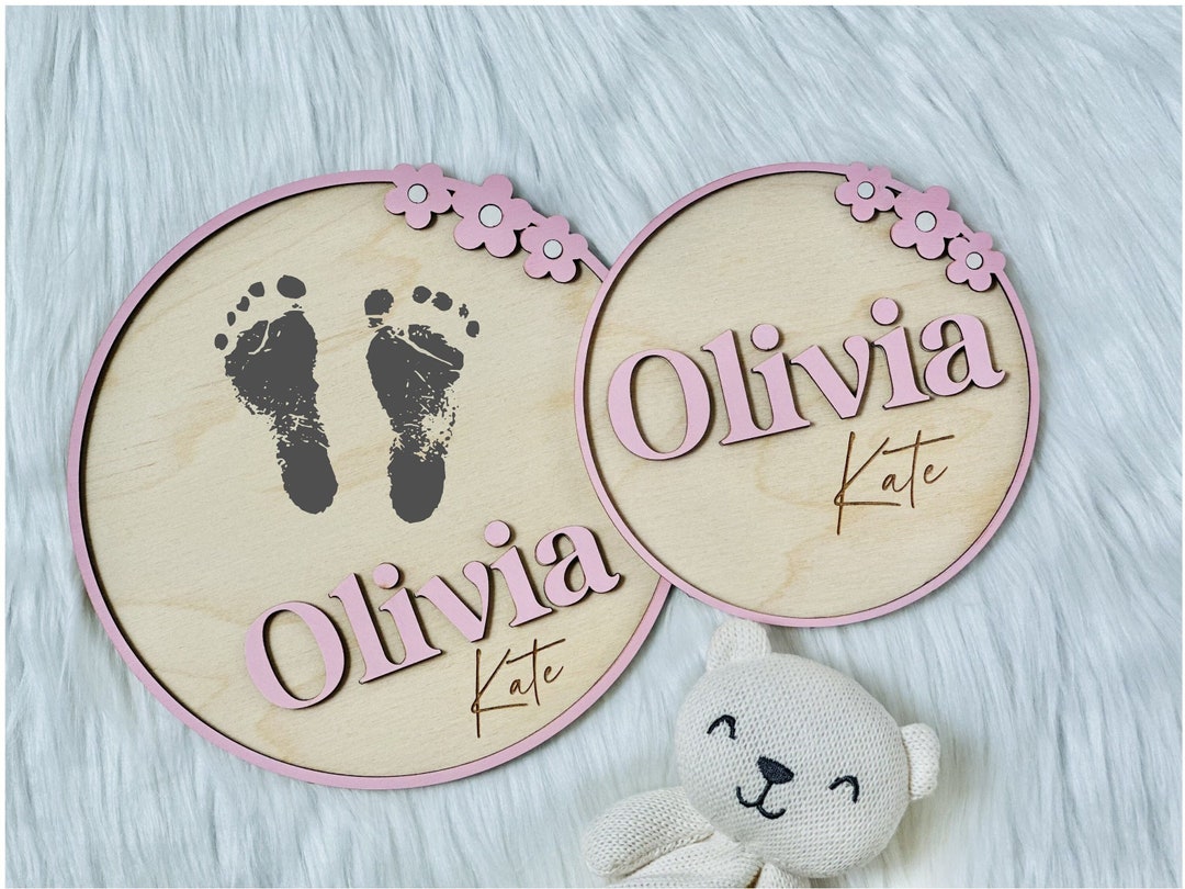 Baby Announcement Sign With Flower, Birth Announcement Sign for ...