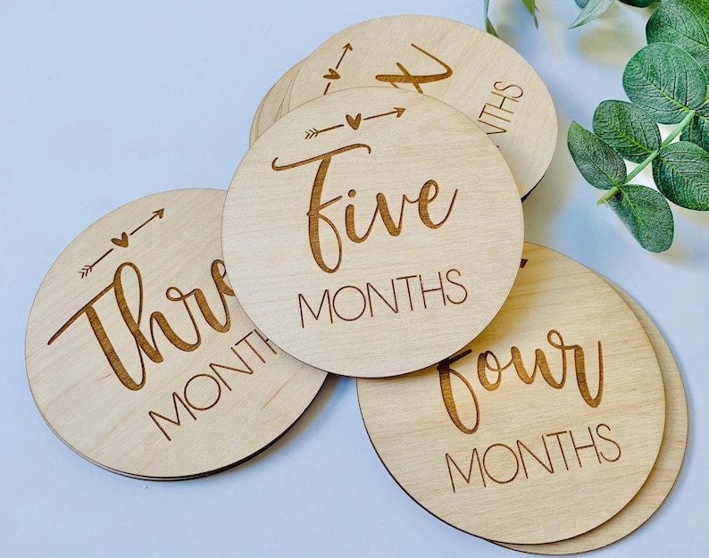 Engraved Wood Baby Monthly Milestone Cards: Personalized Photo Prop - Etsy