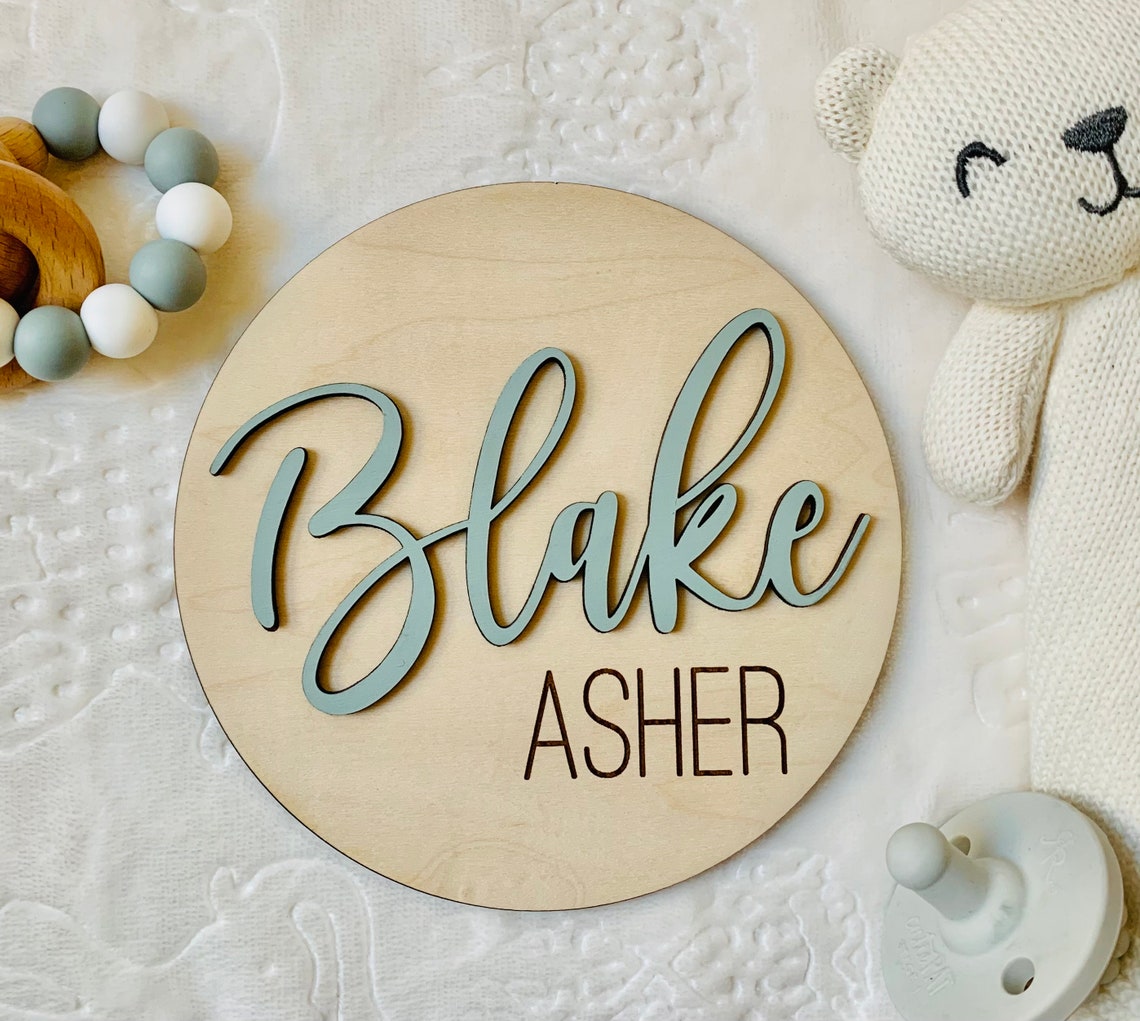 Baby Name Sign Newborn and Birth Announcement Sign Wood - Etsy
