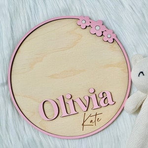 Baby Announcement Sign With Flower, Birth Announcement Sign for ...