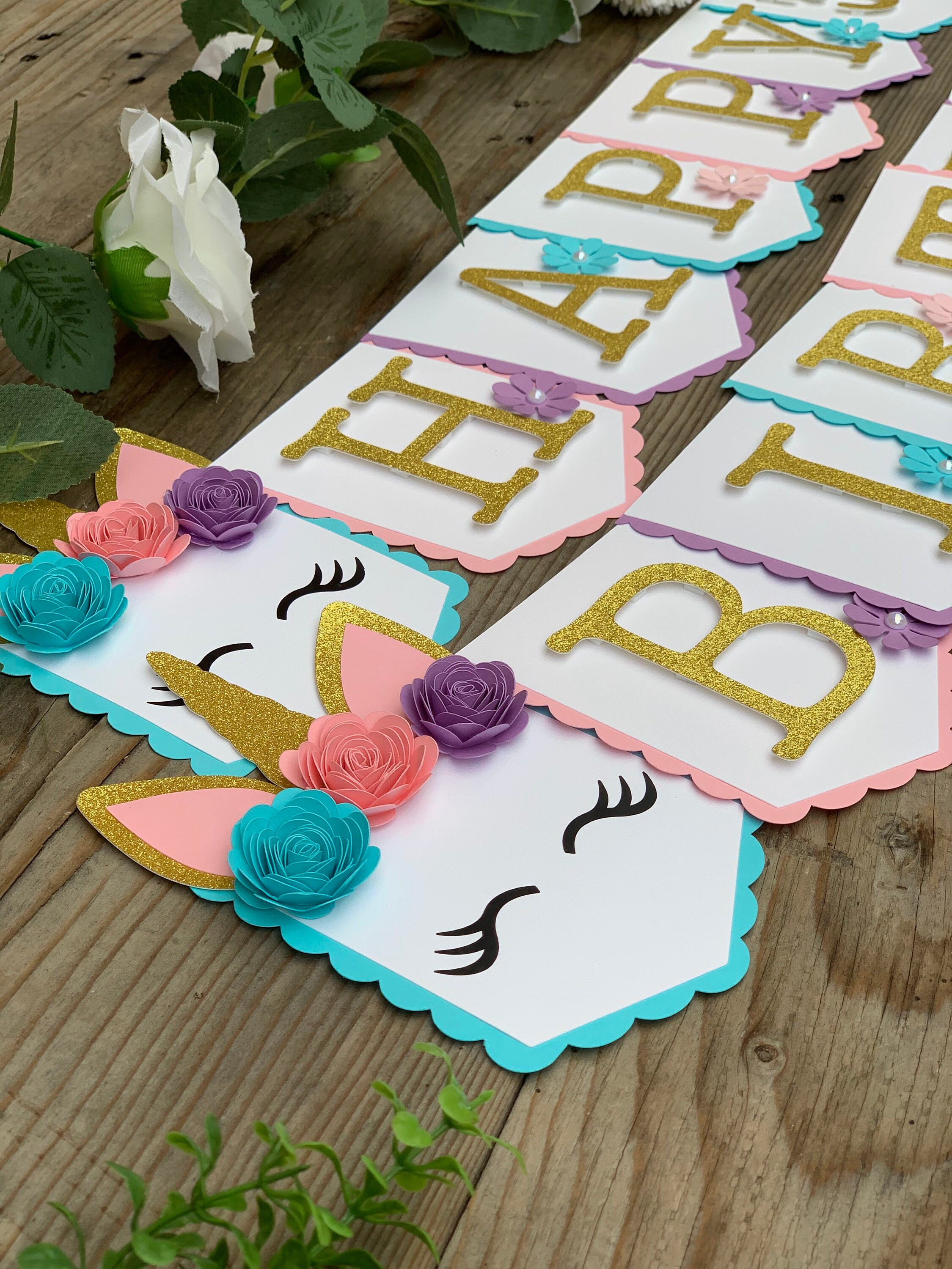 Unicorn Happy Birthday Banner Unicorn Party Decor Girls | Etsy