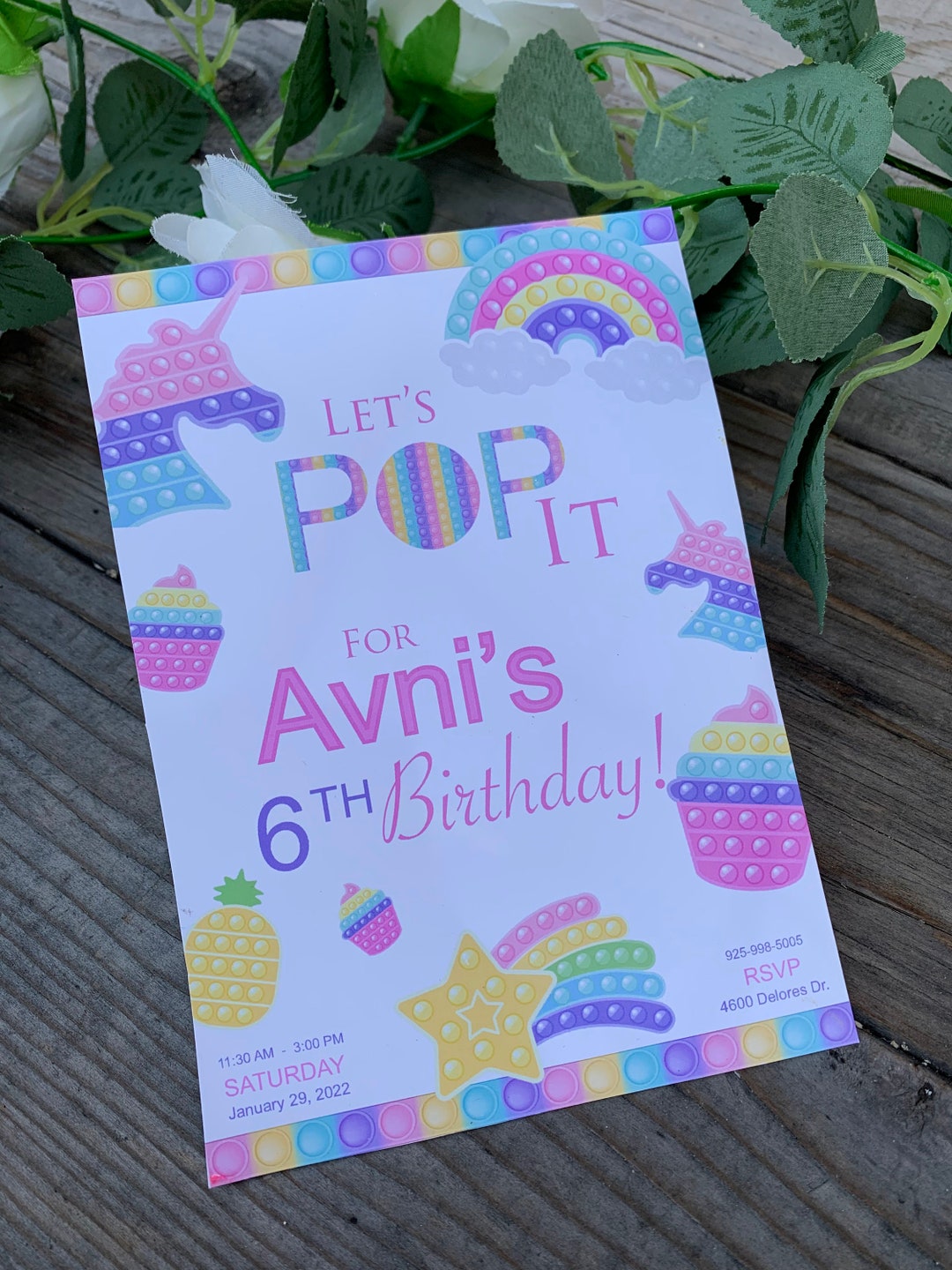 Pop It Birthday Digital Invitation, Pop It Fidget Toy Party Invite ...