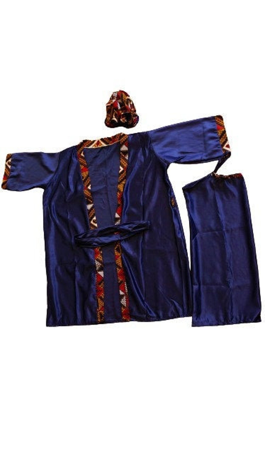 Sleepwear 2 African Print Satin Lined Bonnet, Robe, and Pajama Set - Etsy