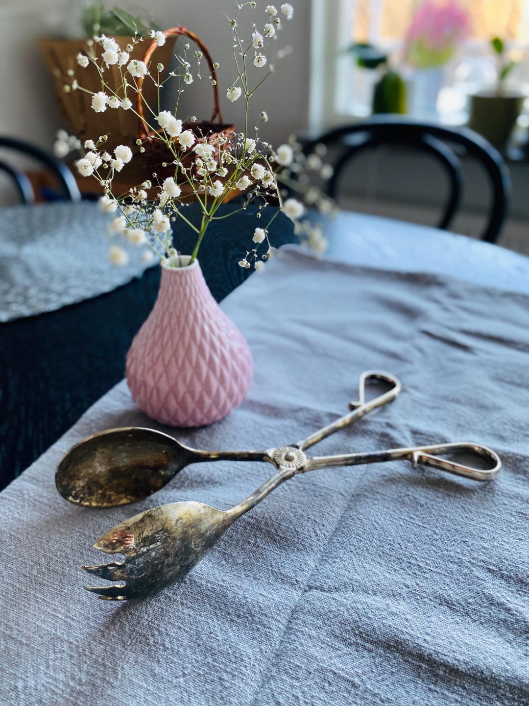 Vintage Scandinavian Salad Tongs, Nordic Serving Utensil, Rustic Patina ...