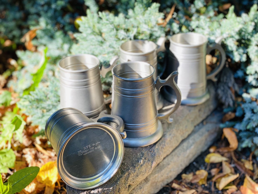 Pewter Beer Mugs, Beer Steins, Gorgeous Set of Vintage Pewter Mugs ...