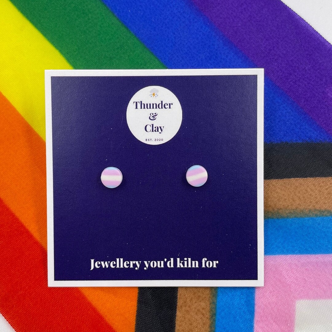 Tiny Trans Pride Studs Polymer Clay Earrings Statement Earrings ...