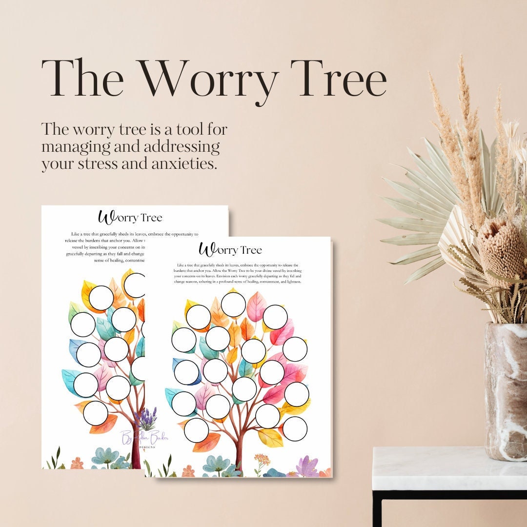 The Worry Tree Template, Therapy, Stress Relief, Mental Health, Instant ...