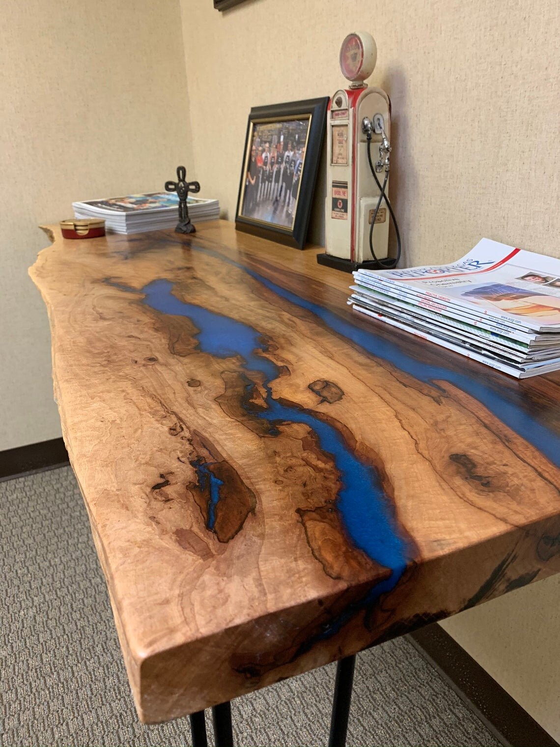 Live Edge River Epoxy Resin Entryway Console Table // Table Top Only - Etsy