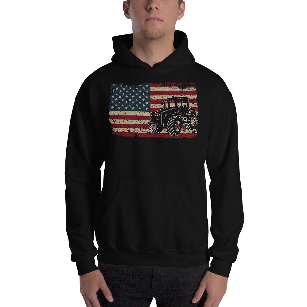 Farm Tractors Usa Flag Patriotic Farming T Unisex Hoodie Etsy