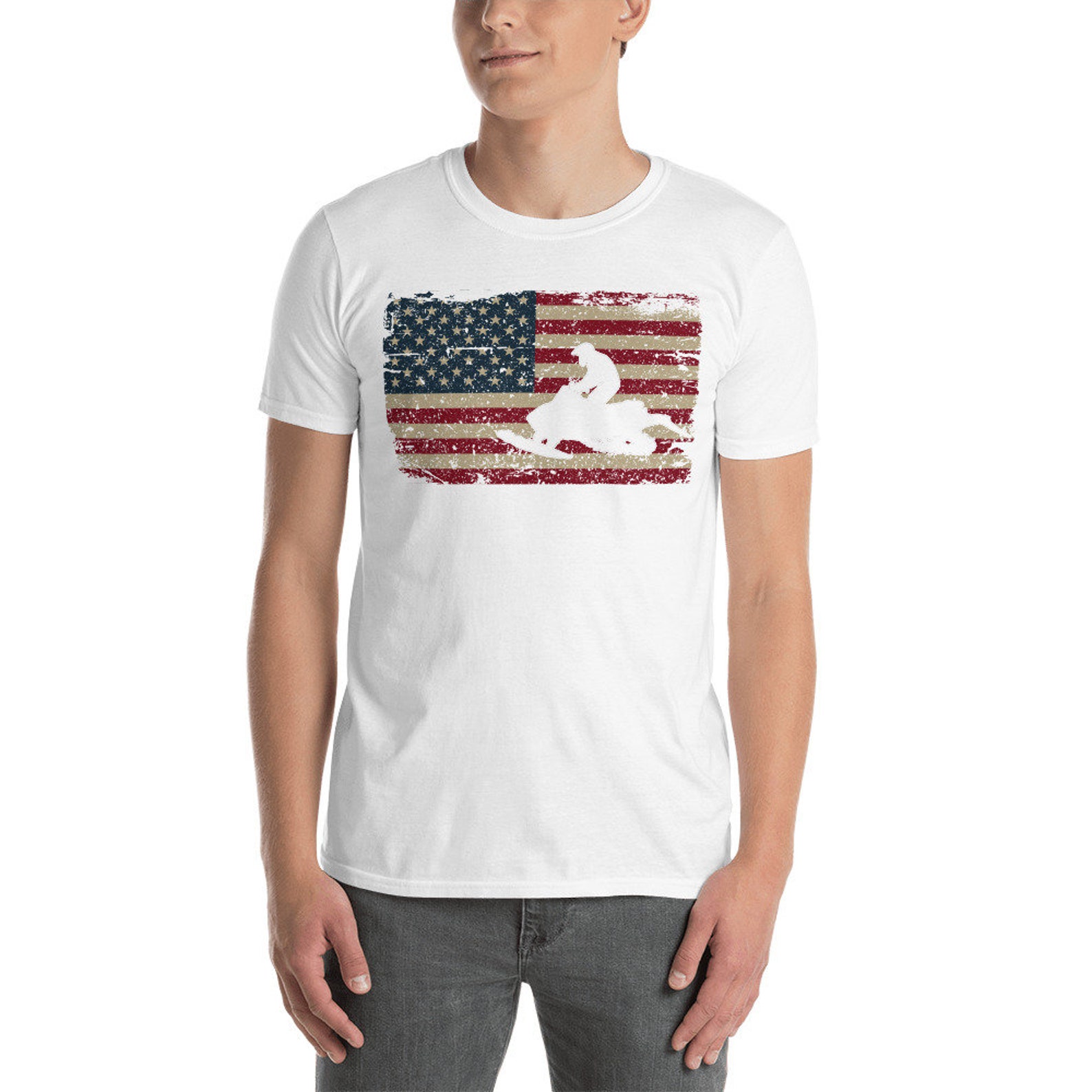 Snowmobile USA Flag Snow Sled Patriotic Snowmobiling Gift - Etsy