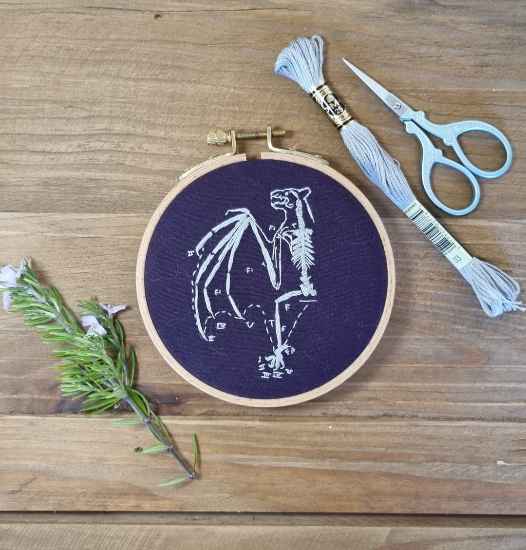 Bat Skeleton Diagram Embroidery 4in - Etsy