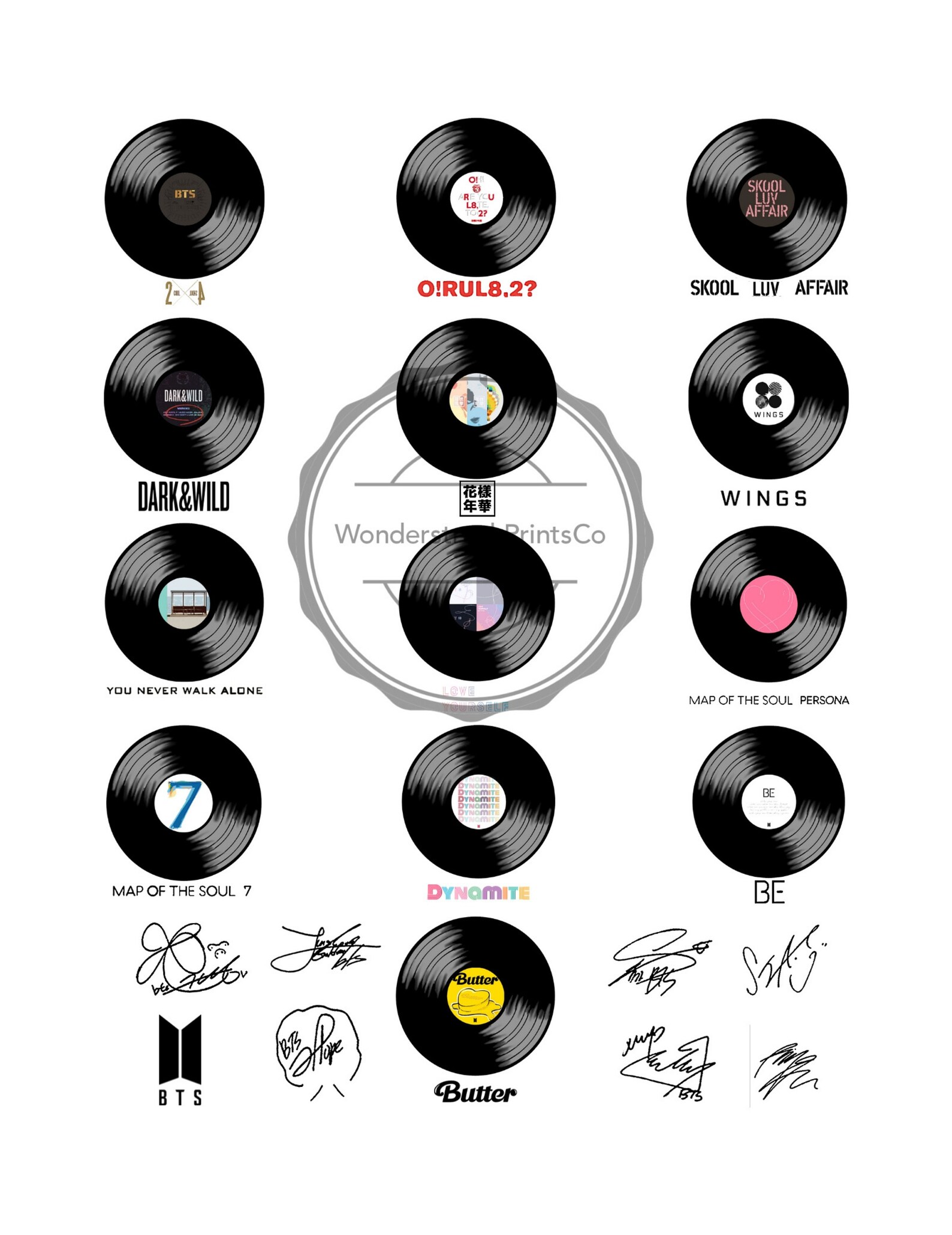 BTS Digital Art BTS Discography Print Kpop Digital Print | Etsy