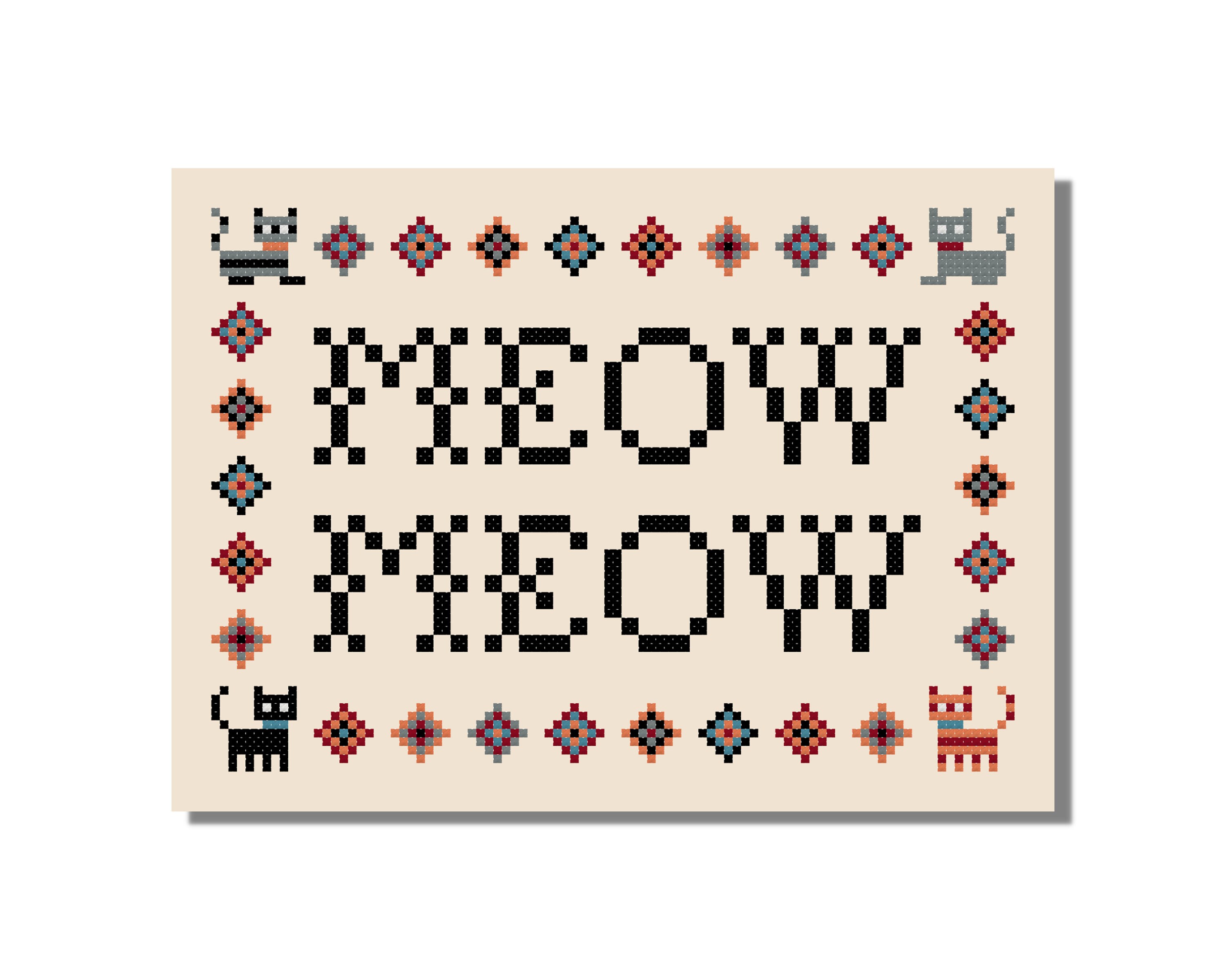 Cute Cats, Meow Meow, Cross Stitch Pattern, PDF File, Kittens, Kitty ...
