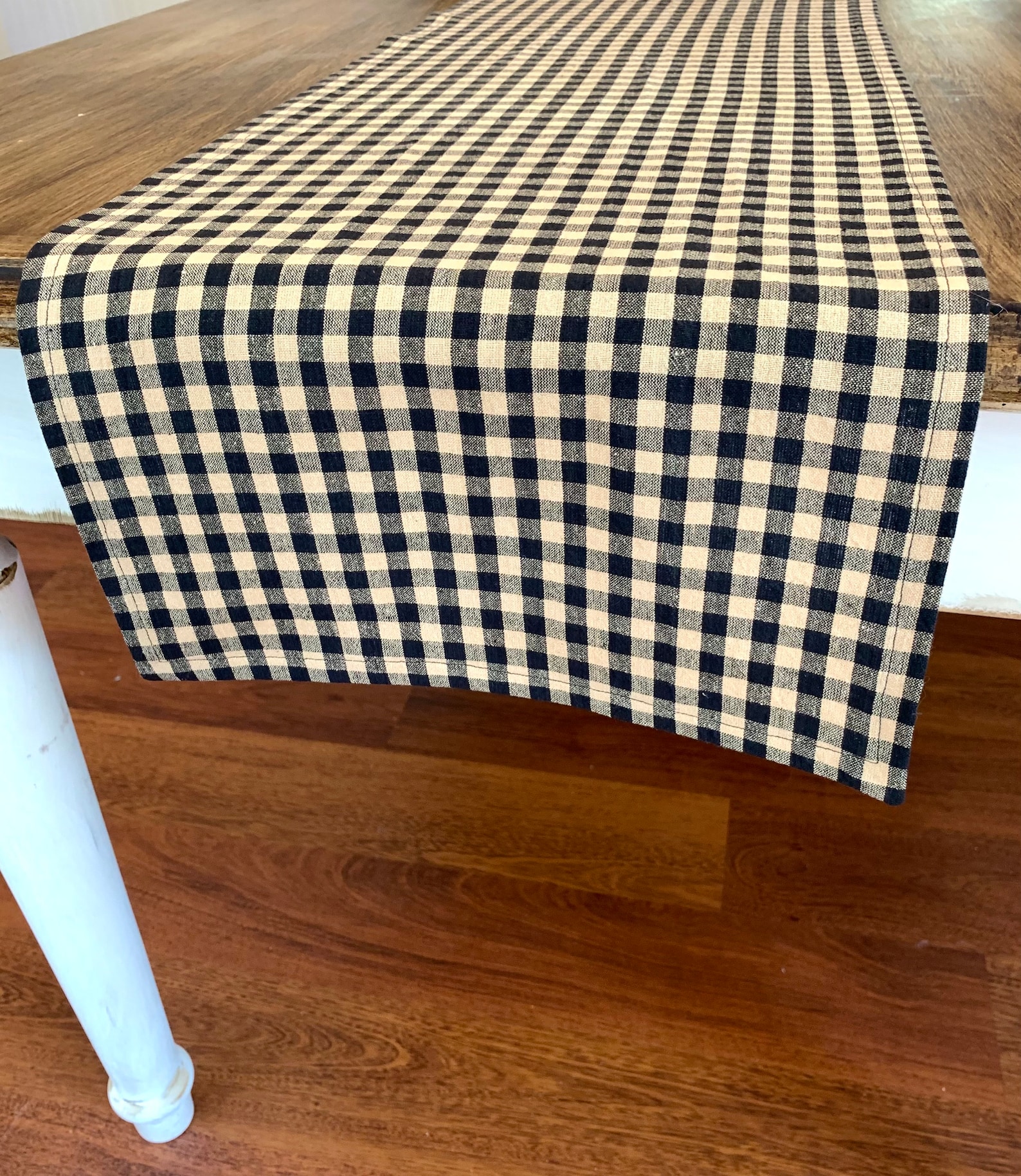Tan & Black Gingham Table Runner/ Table Decor - Etsy