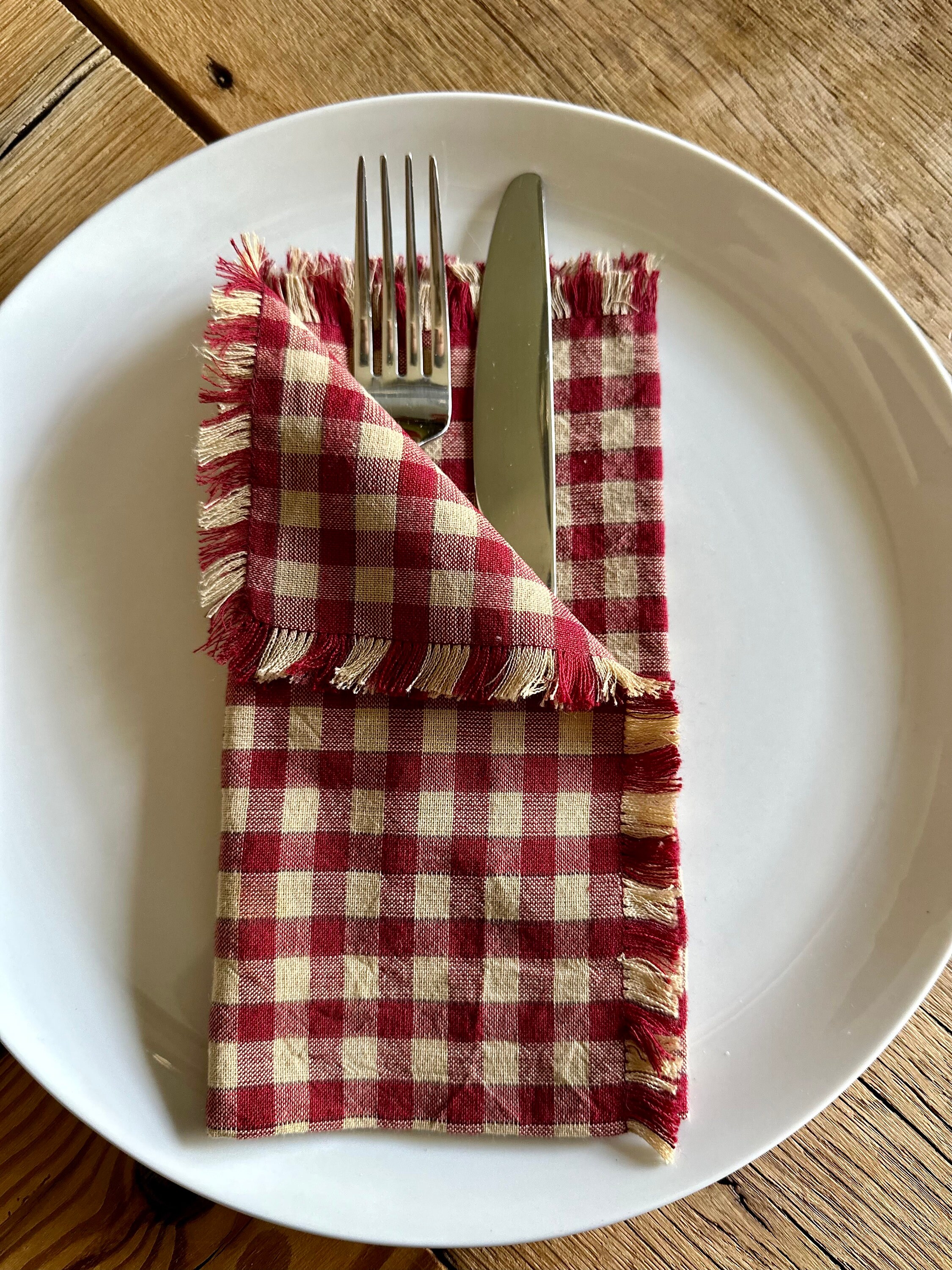 SET OF 6 Red and Tan Gingham Cloth Napkins - Etsy