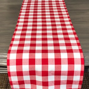 Red and White Buffalo Check Table Runner - Etsy