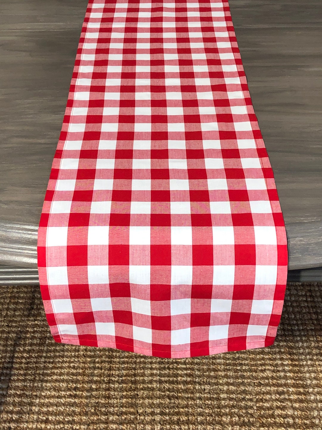 Red and White Buffalo Check Table Runner - Etsy