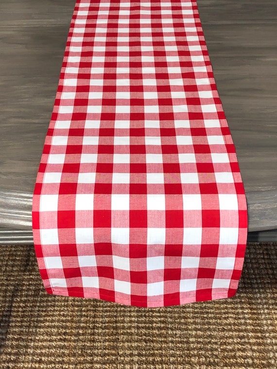 Red and White Buffalo Check Table Runner Christmas Table | Etsy
