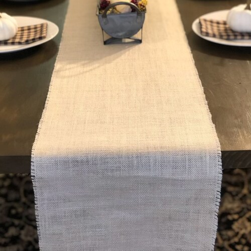 Cream Beige Burlap Table Runner Farmhouse - Etsy