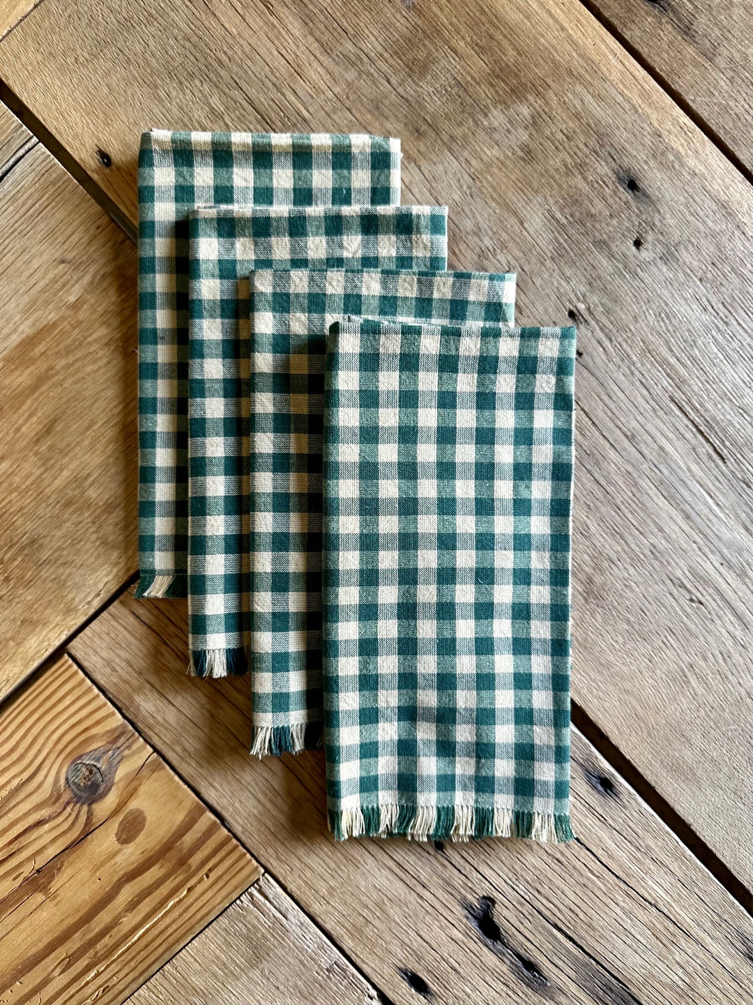 SET OF 6 Green and Tan Gingham Cloth Napkins - Etsy