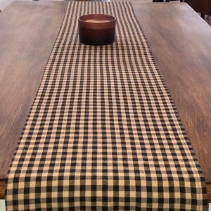 Tan & Black Gingham Table Runner/ Table Decor - Etsy