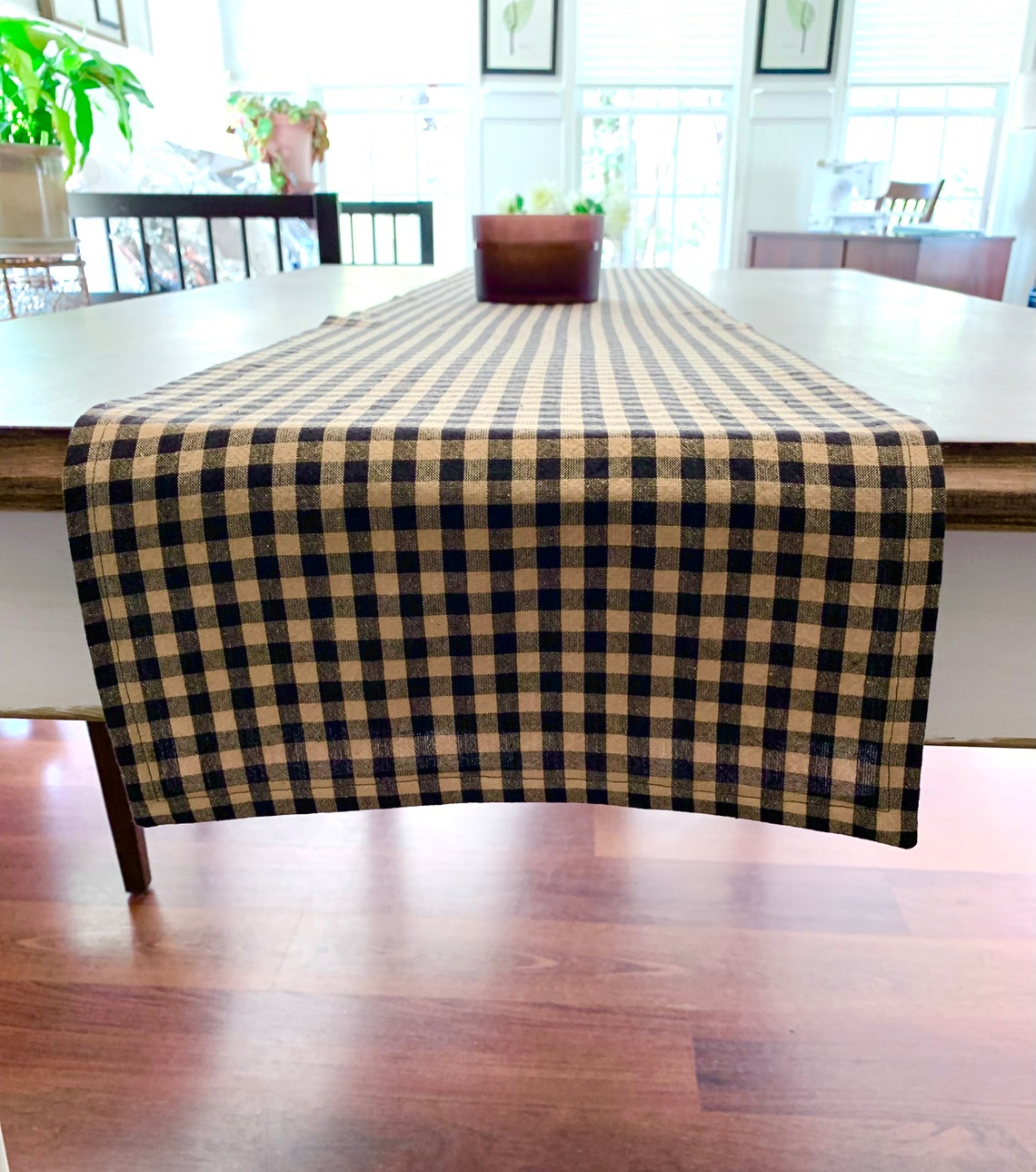 Tan & Black Gingham Table Runner/ Table Decor - Etsy
