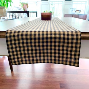 Tan & Black Gingham Table Runner/ Table Decor - Etsy